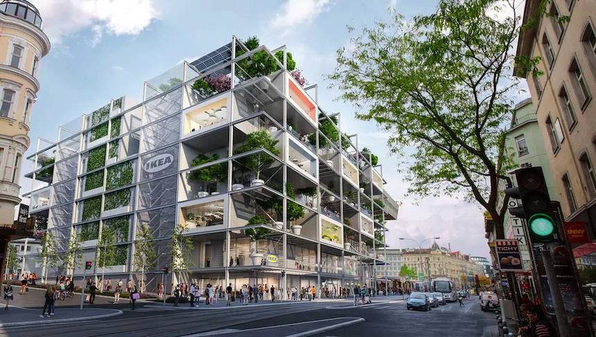 IKEA apre a Vienna il suo store più innovativo, con facciata verde e ...