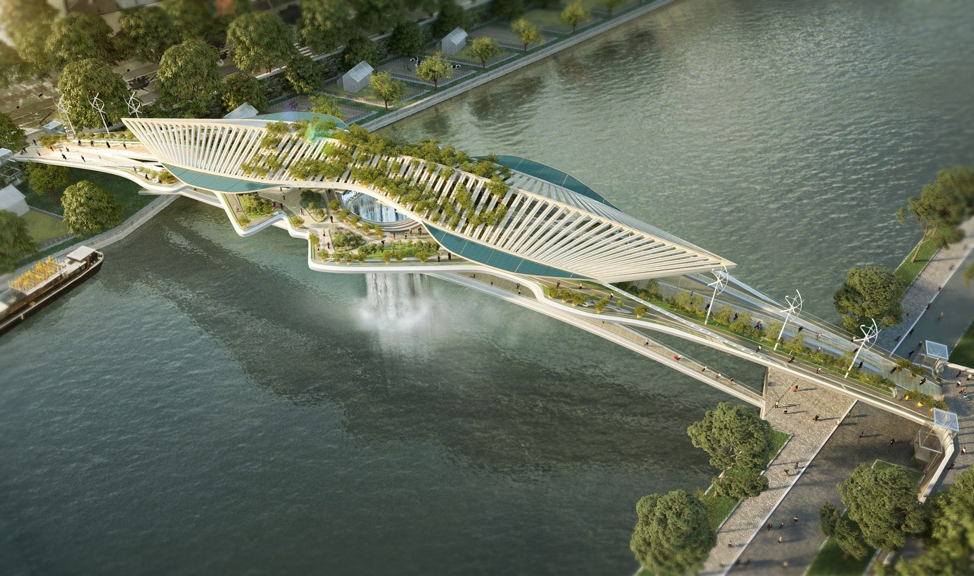 Babylon Bridge, il nuovo ponte di Parigi con cascata sulla Senna