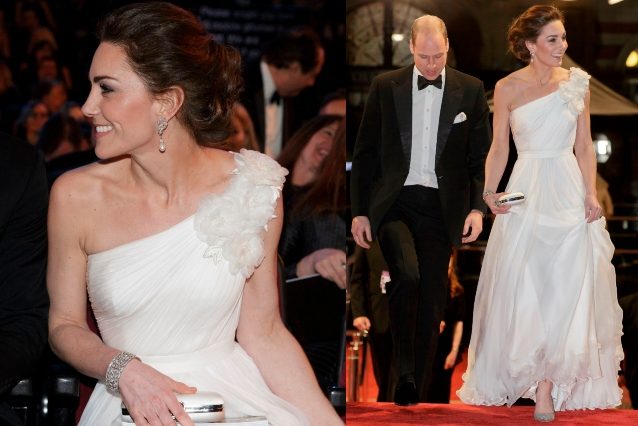 Kate Middleton in bianco come una dea ai BAFTA 2019:il look è un omaggio a Lady Diana