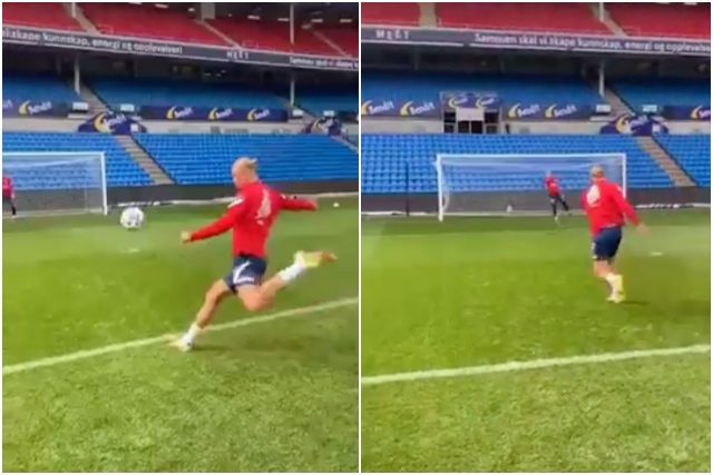 Haaland mostra ancora la sua potenza, il tiro è impressionante: Boom!