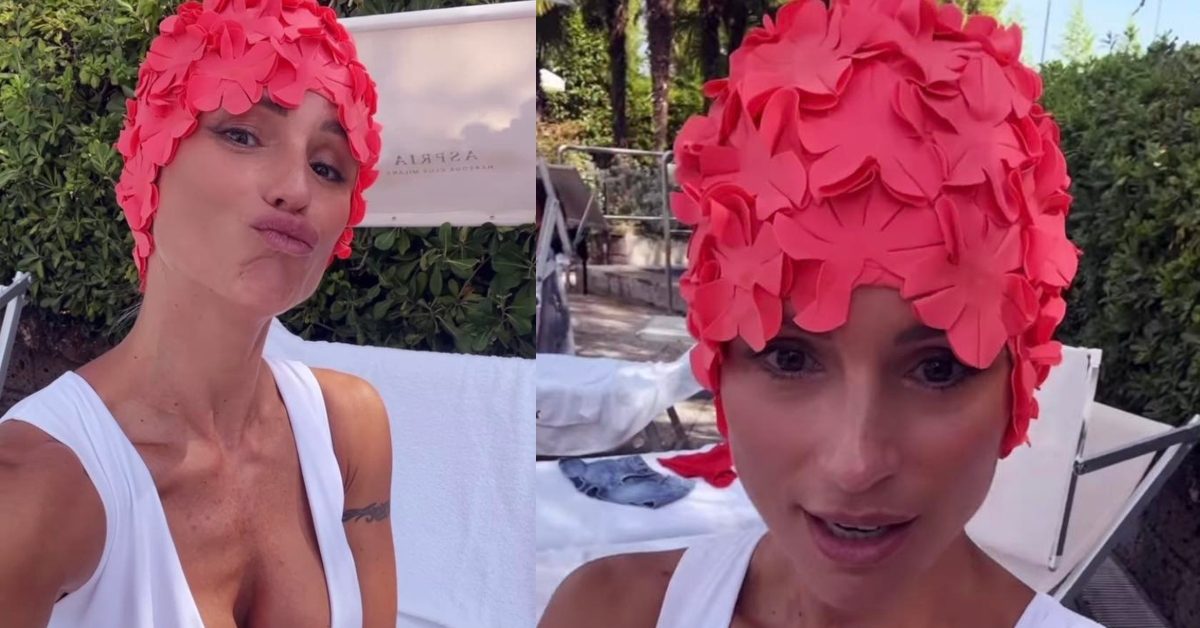 Michelle Hunziker at the pool is vintage: match the low-cut swimsuit ...