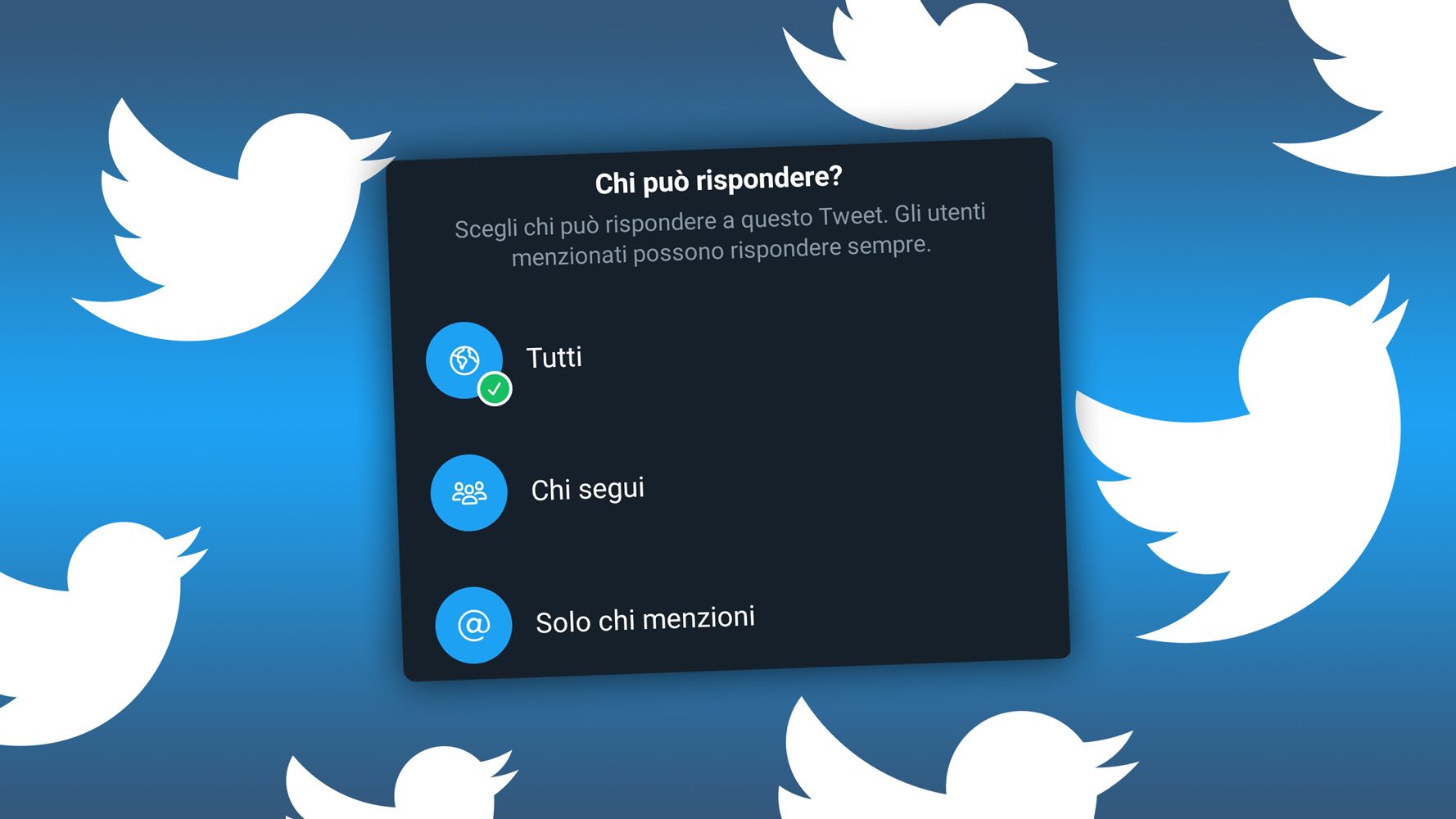 Da oggi su Twitter puoi scegliere chi può rispondere ai tuoi tweet