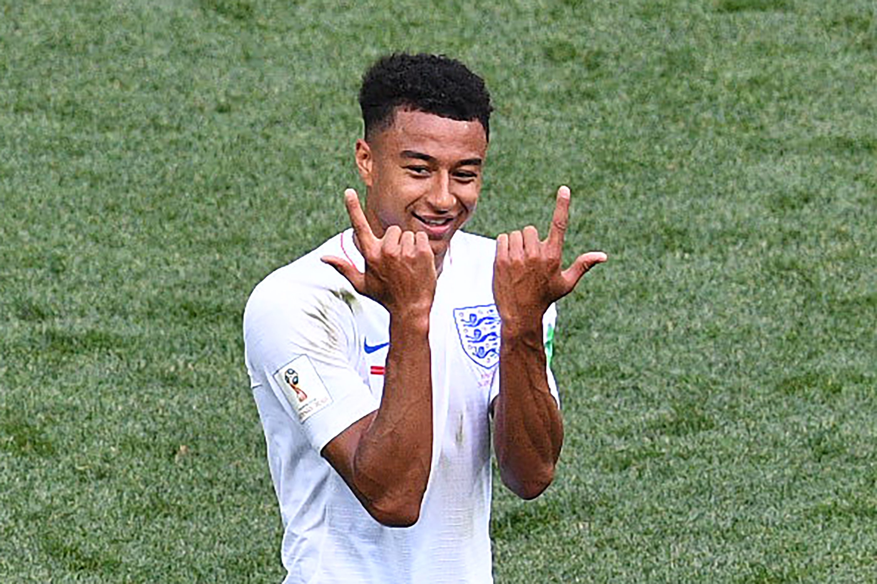 Lingard segna contro Panama ed esulta evidenziando le sue iniziali